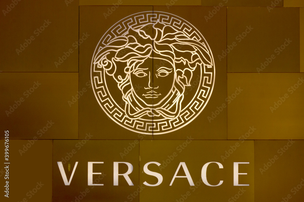 Versace logo on store in Ho Chi Minh City. The logo is based on Medusa ...