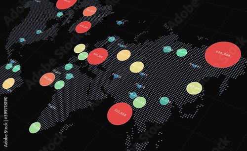 World Map Big Data Visualization Abstract Data On Map Global Activity