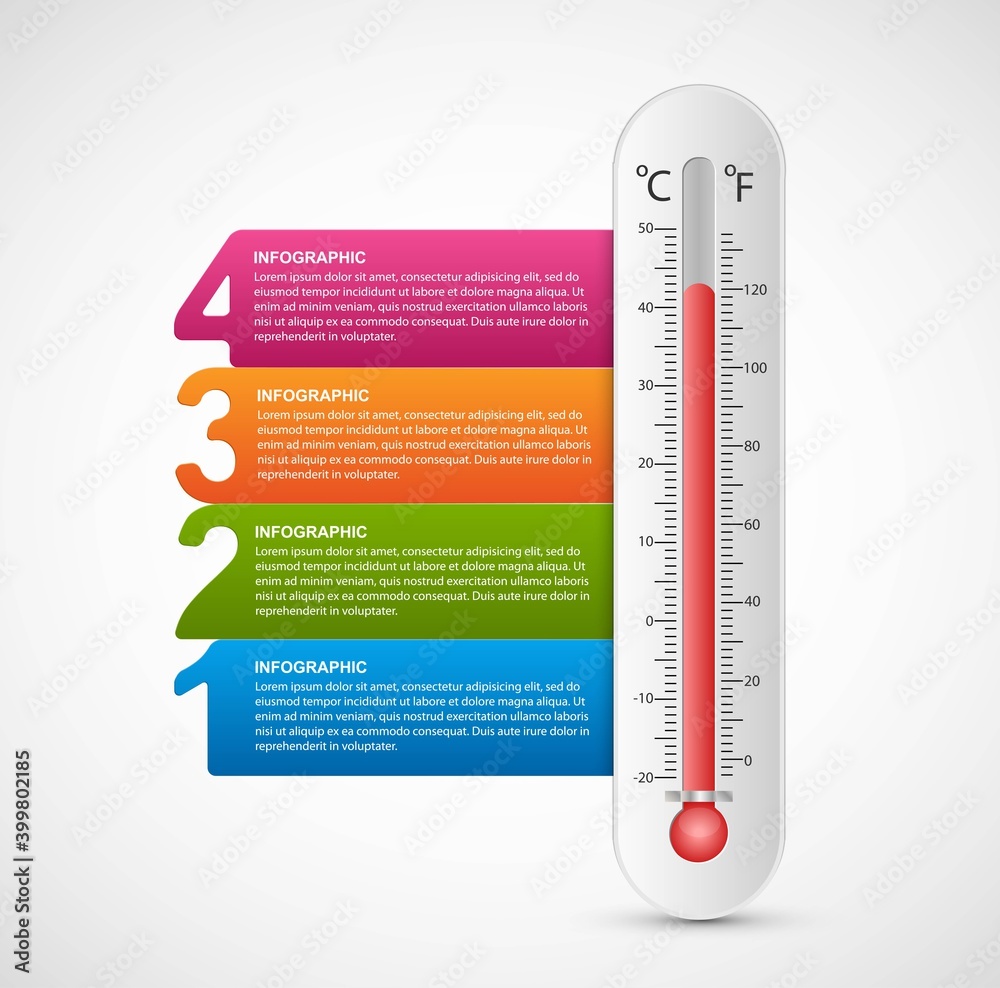 Infographics thermometer design template. Vector illustration. Stock ...