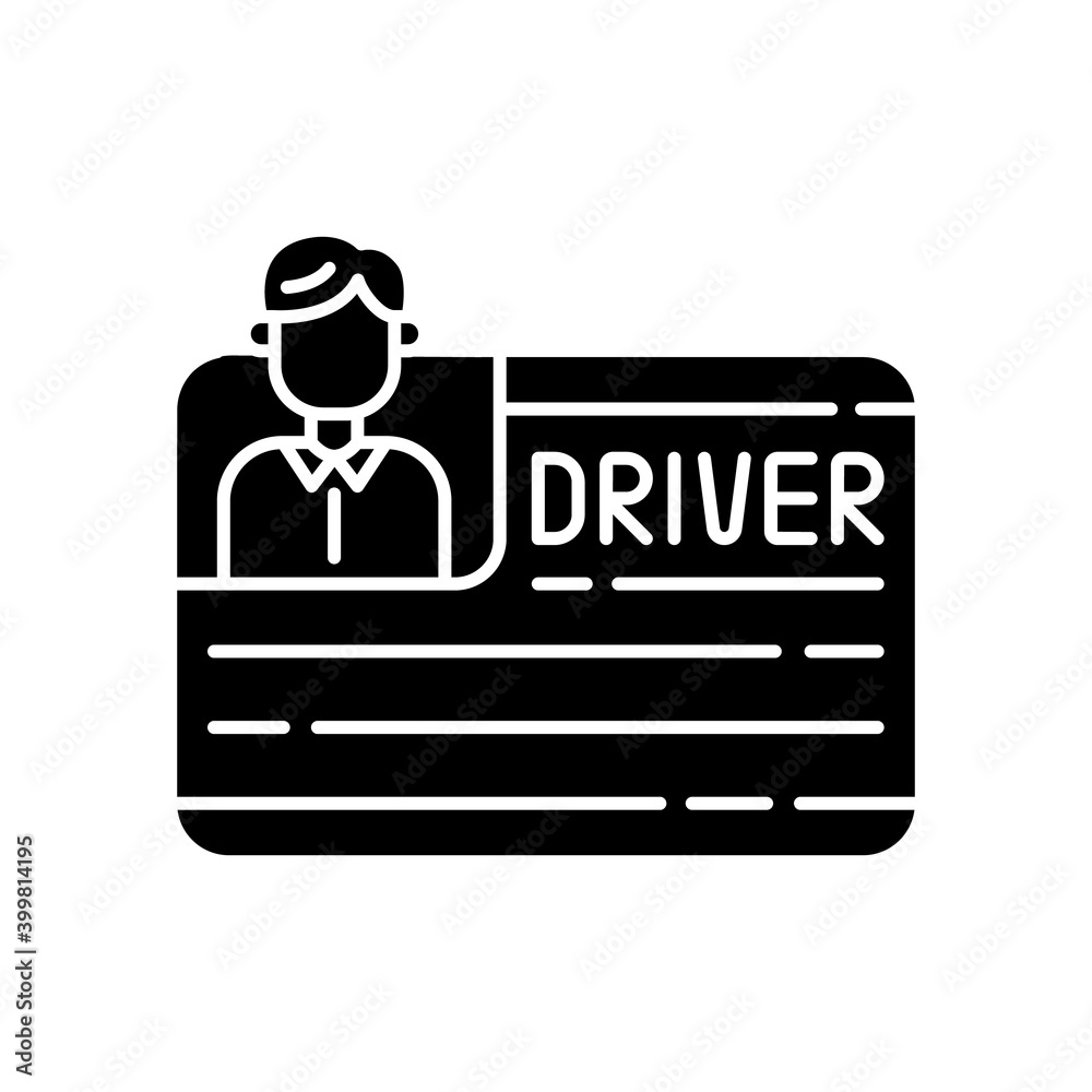 Drivers license black glyph icon. Official document permitting specific ...