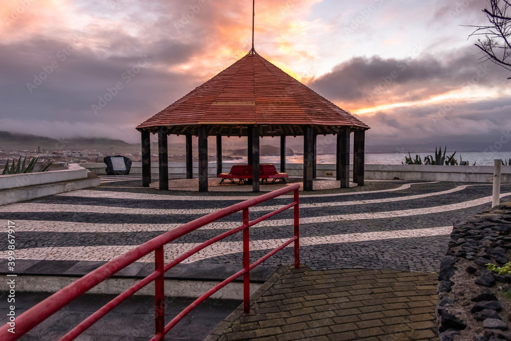 Observation point of Miradouro do Palheiro at coastal side of Ribeira ...
