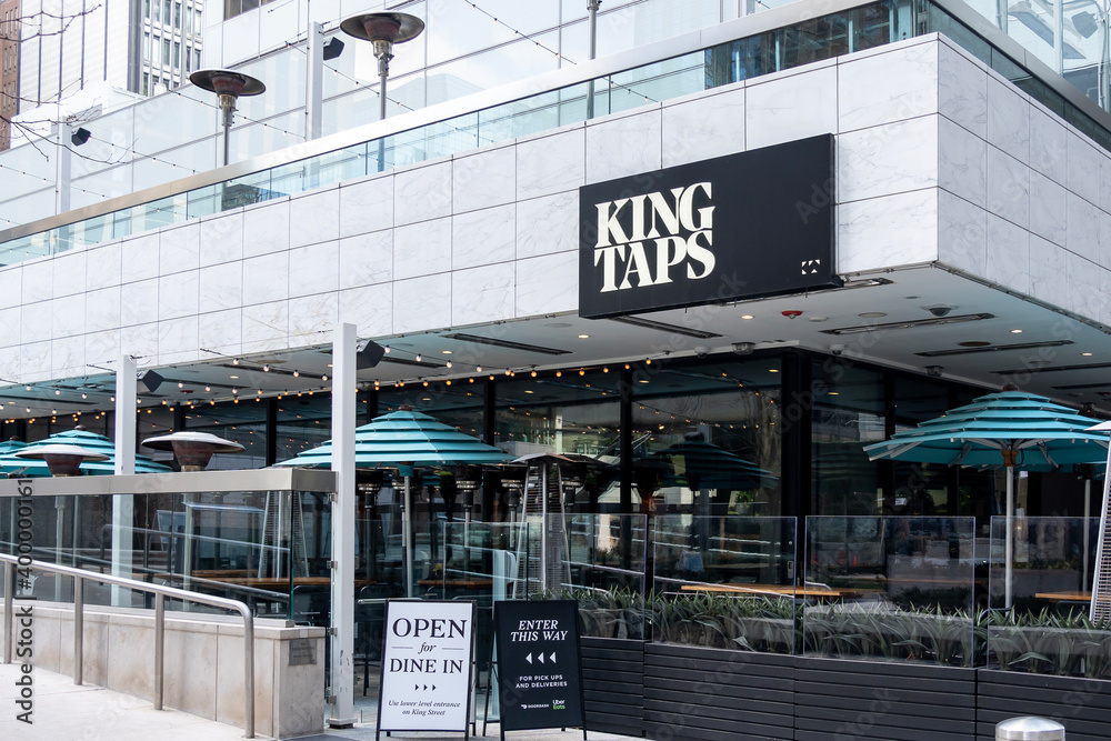 Toronto, Canada - November 14, 2020: Exterior view of King Taps ...