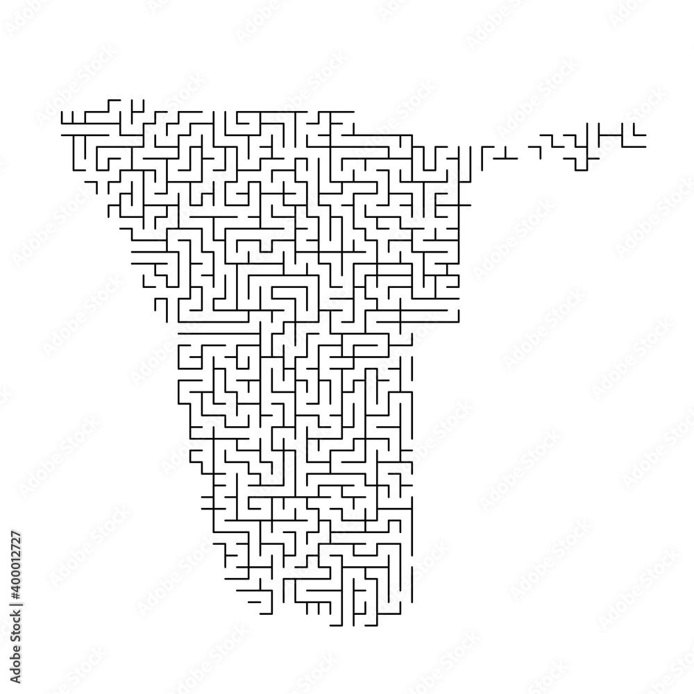 Namibia map from black pattern of the maze grid. Vector illustration ...