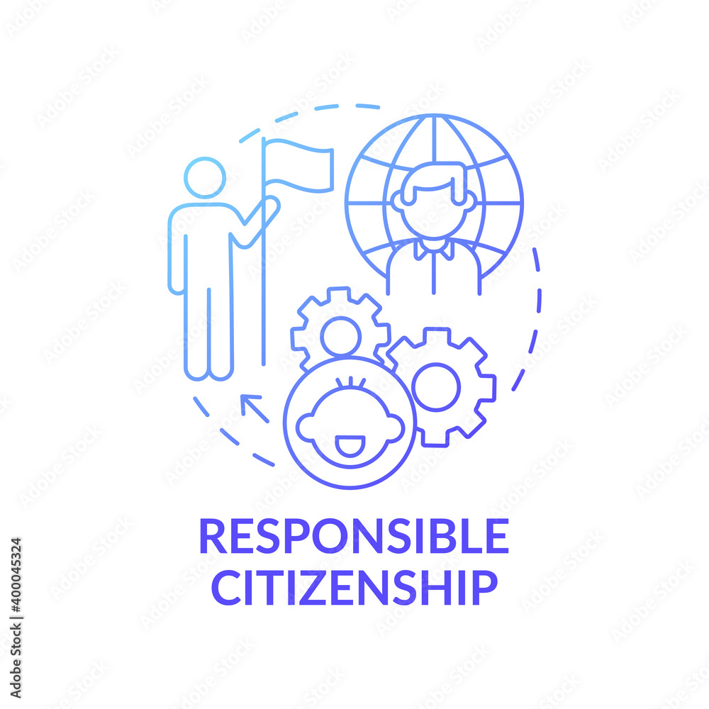 Responsible citizenship blue gradient concept icon. Education for ...