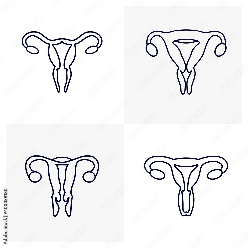 Set of female reproductive organs logo design vector template, Organs ...