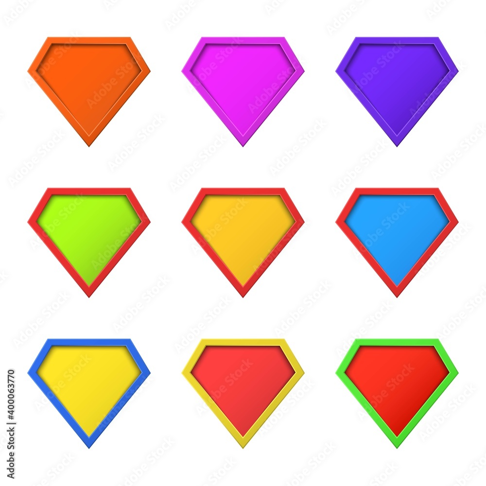 Set of colorful, different Super hero logo concept. Blank super hero ...