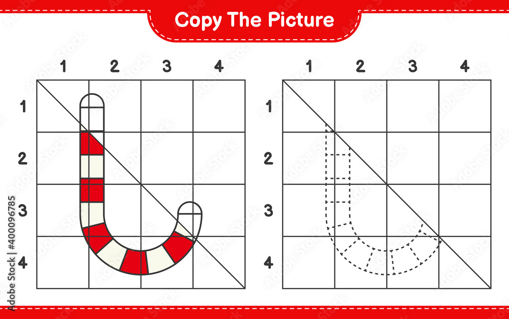 Copy the picture, copy the picture of Candy Canes using grid lines ...