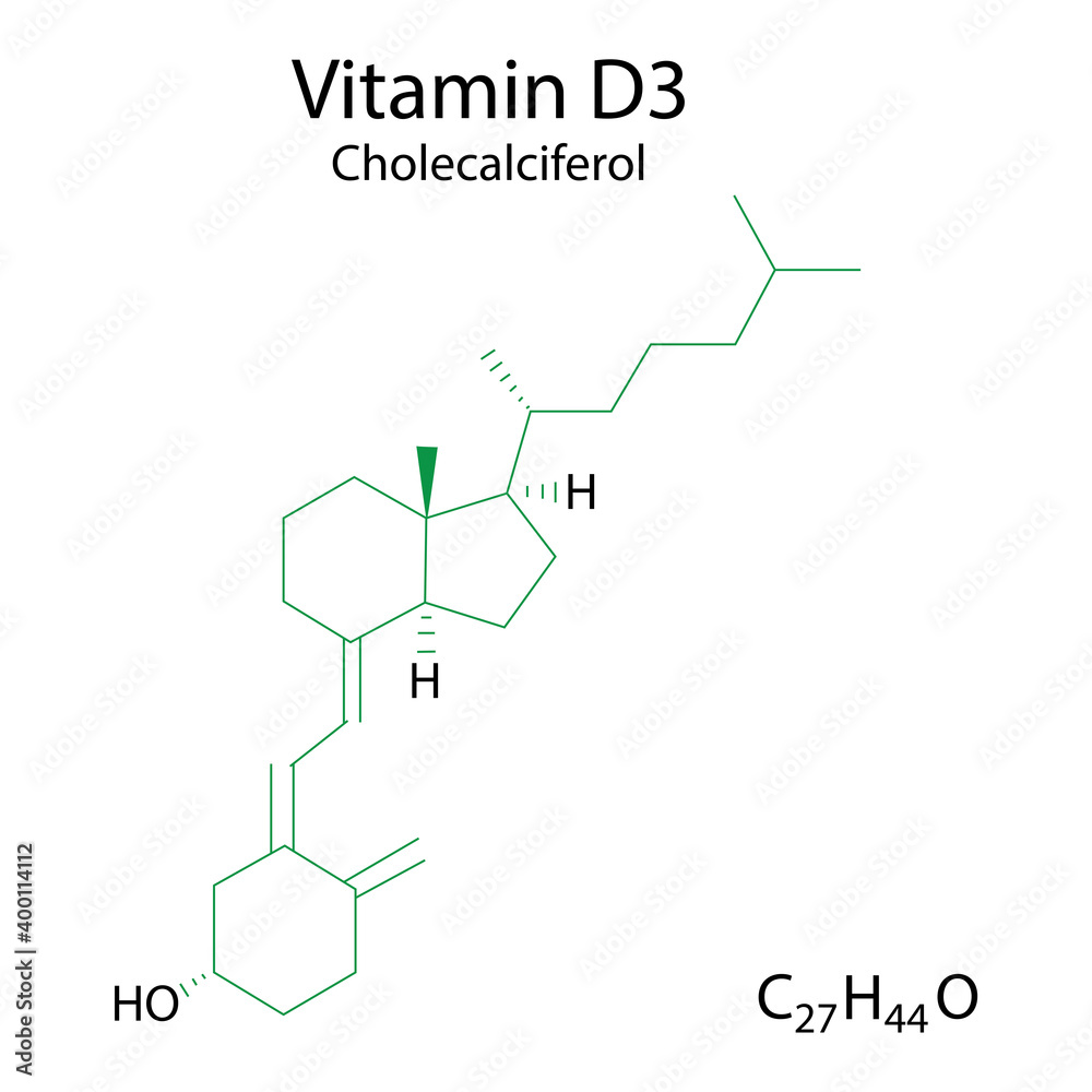 Flat d3 formula. Vitamin d3. Illustration for medical design. Medical ...