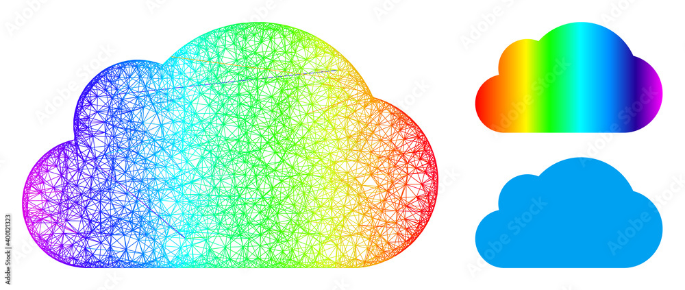 Spectrum vibrant wire frame cloud, and solid spectrum gradient cloud ...