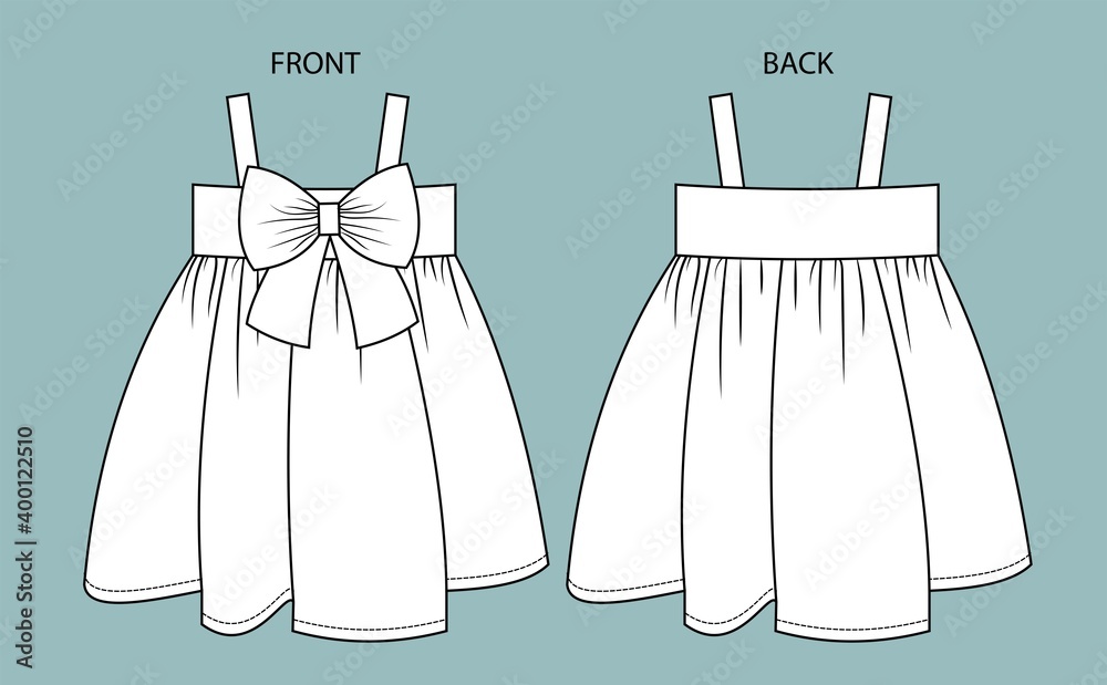 dress for kids front and back view. Stock Vector | Adobe Stock