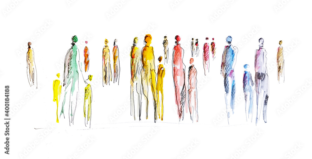Menschen in Gemeinschaft - abstrakte Silhouette von Personen in der ...