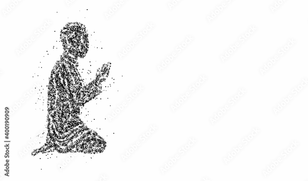 Muslim man praying ( Namaz, Islamic Prayer ) - particle Vector ...