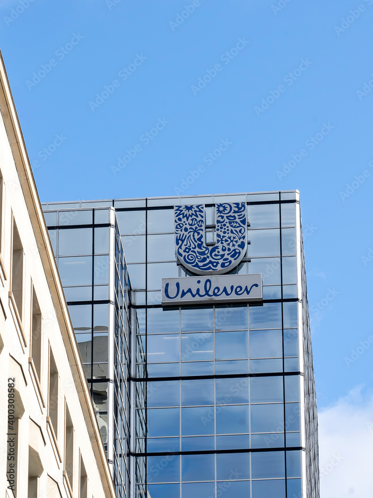 Toronto, Canada - October 18, 2019: Sign of Unilever Canada on their ...