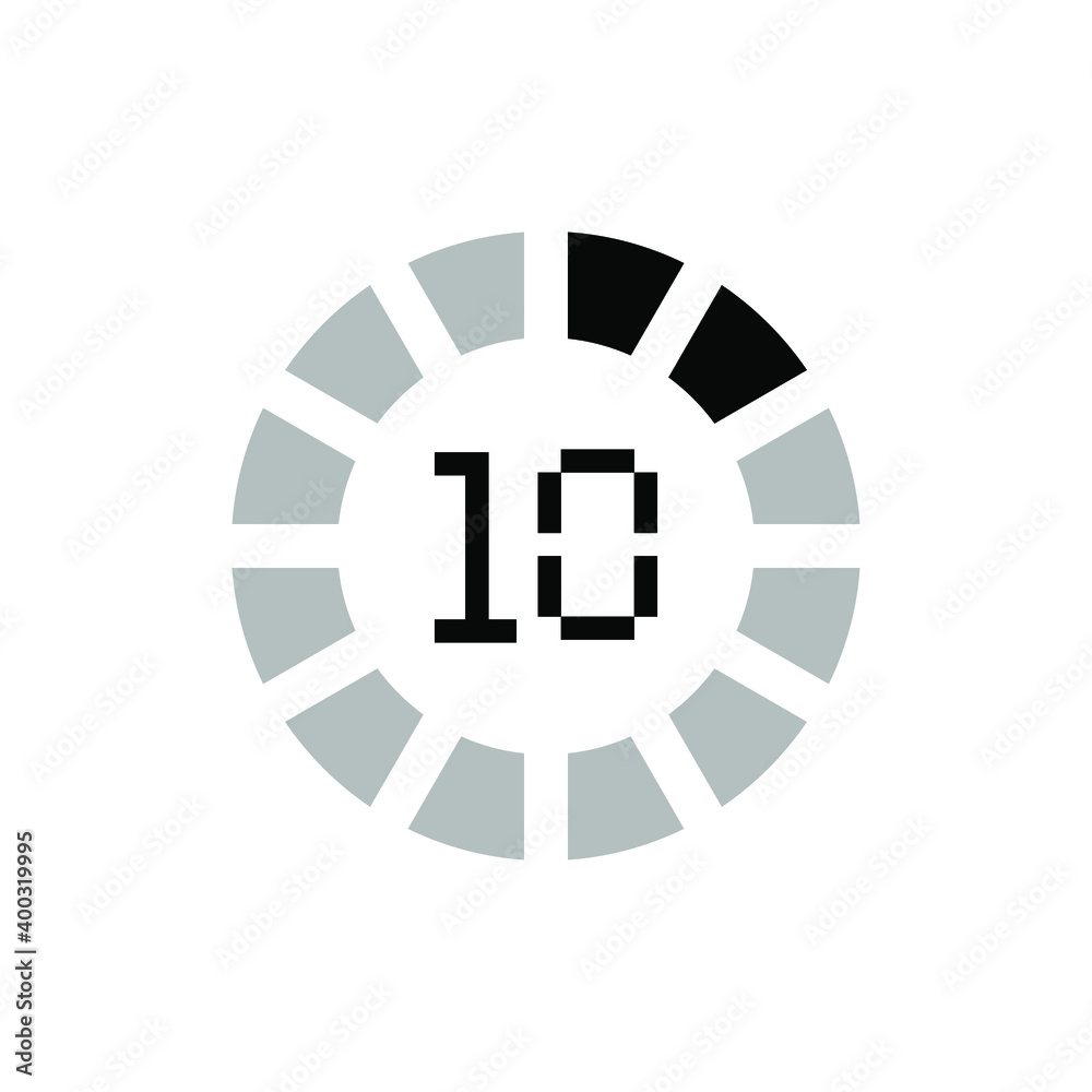 Number 10, ten. Vector illustration of countdown loading with digital ...