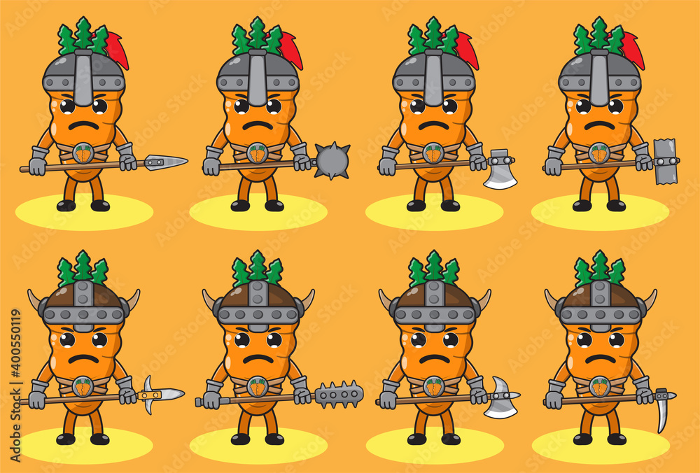 Illustration vector graphic cartoon character of cute Carrot knight ...