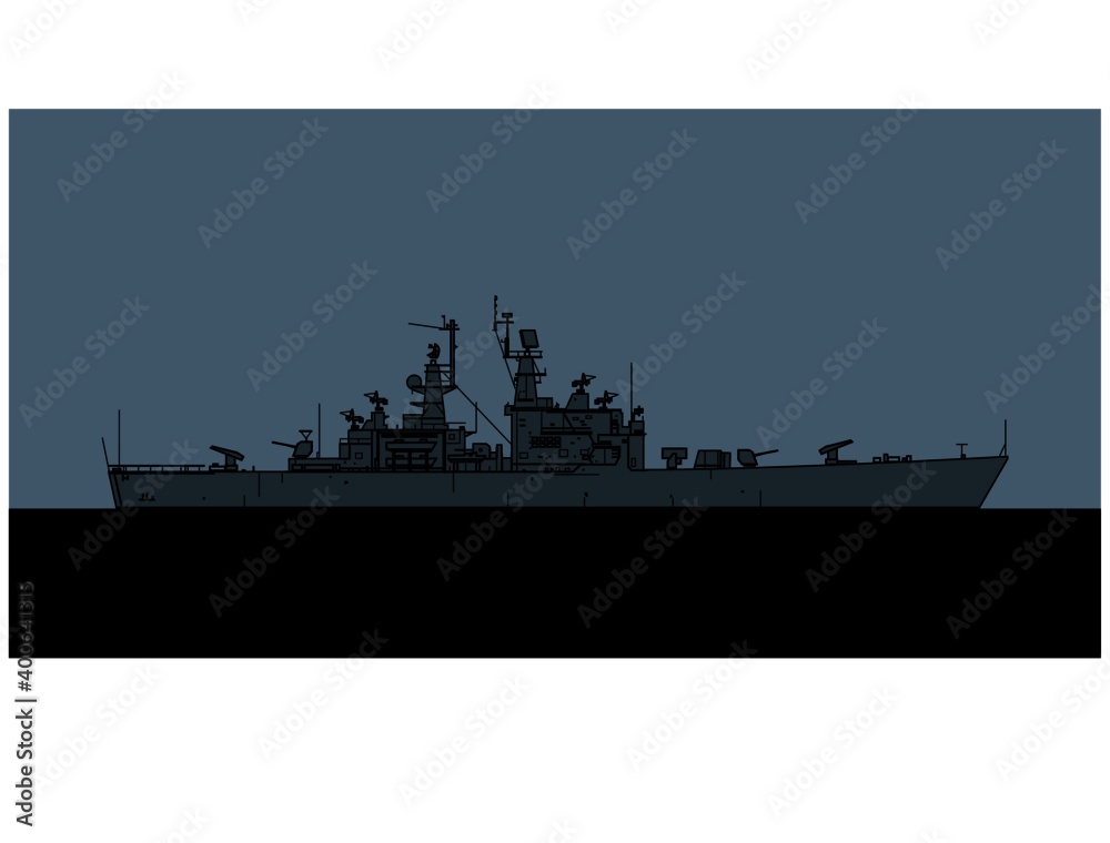 US Navy California class nuclear powered guided missile cruiser. Vector ...