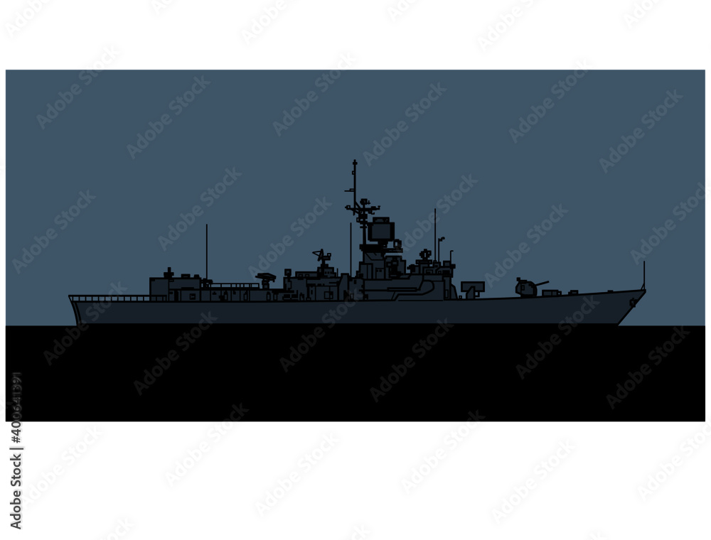 US Navy Brooke class guided missile frigate. Vector image for ...