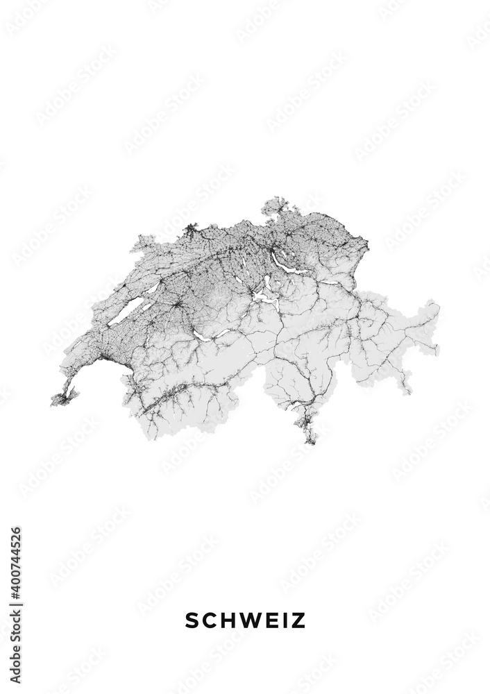 Switzerland map poster (portrait). Road map of Switzerland. It includes ...