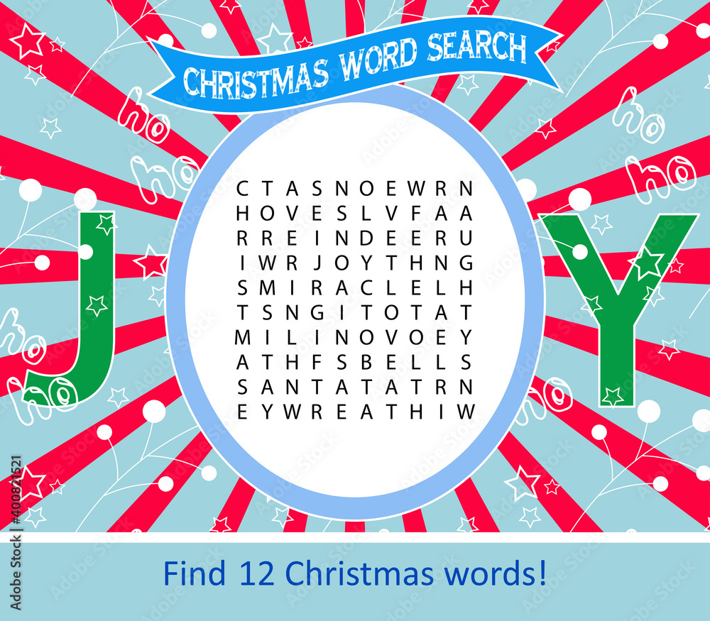 Christmas word search puzzle. Educational game for learning English ...