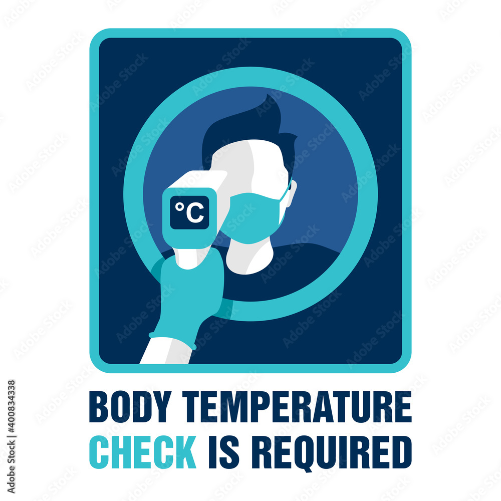 Body temperature check warning sticker Stock Vector | Adobe Stock