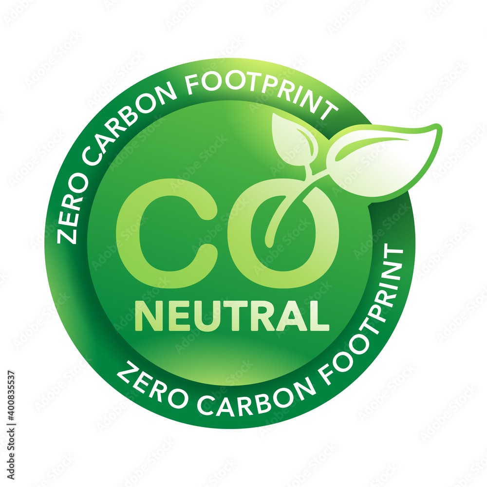 CO2 neutral sticker - net zero carbon footprint Stock Vector | Adobe Stock