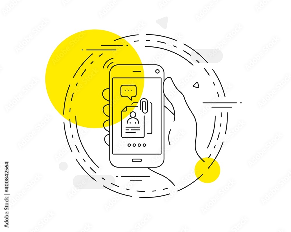 Interview documents line icon. Mobile phone vector button. CV file ...