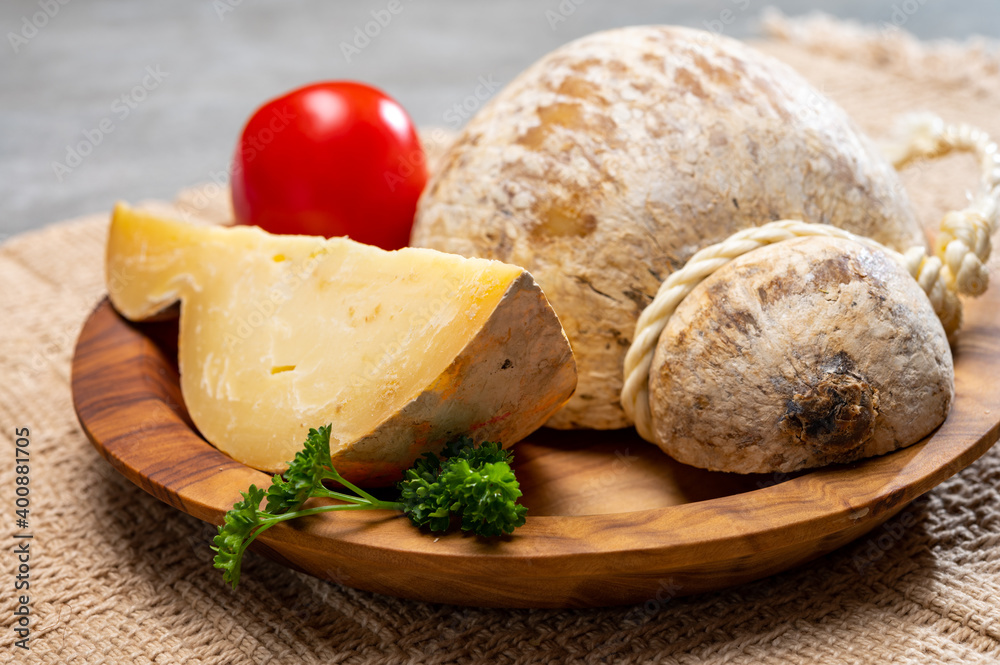 Italian semi hard matured caciocavallo cheese, handmade and aged in ...