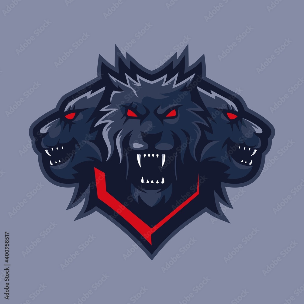 Three headed wolf mascot logo design vector Stock Vector | Adobe Stock