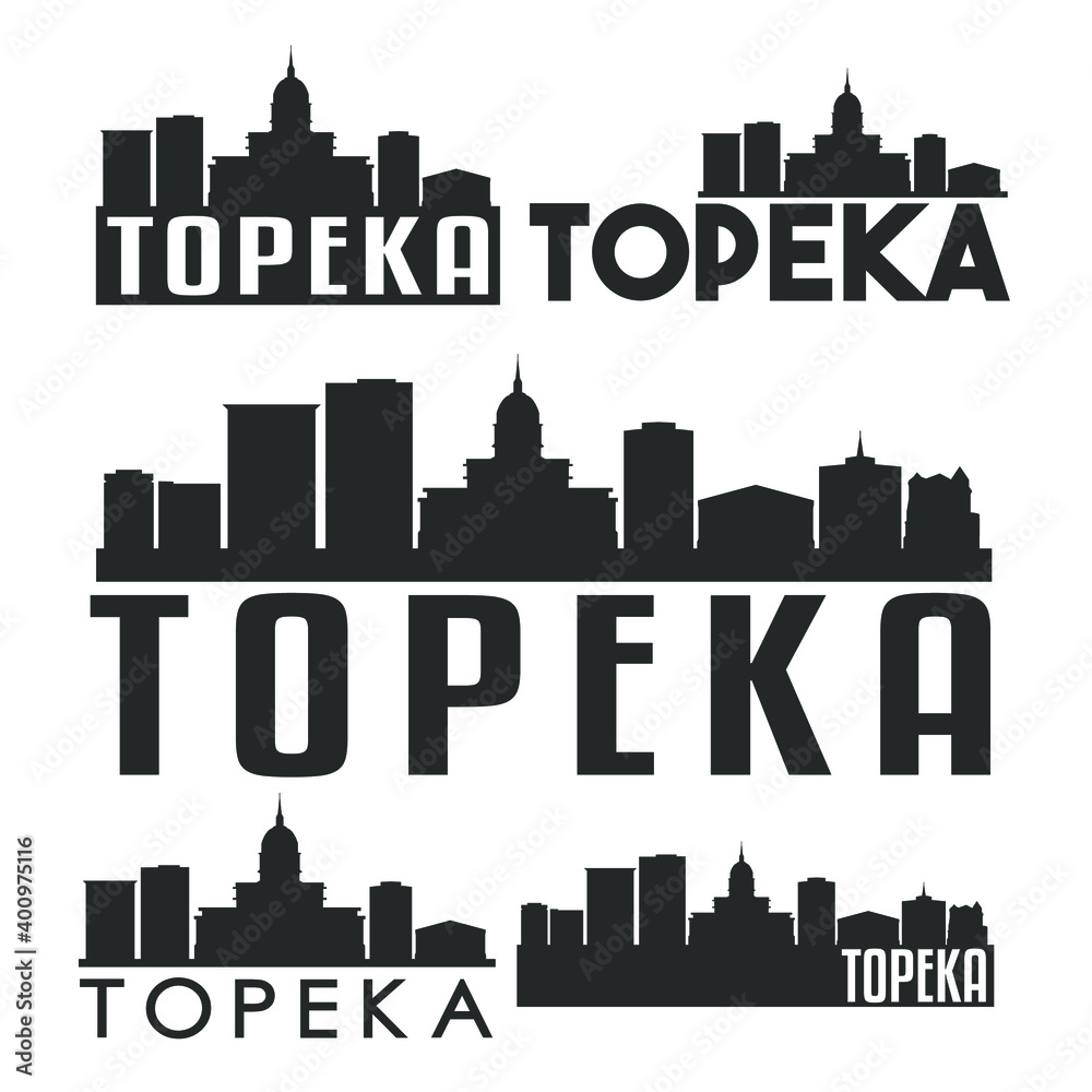 Topeka Kansas USA Flat Icon Skyline Vector Silhouette Design Set Logo ...