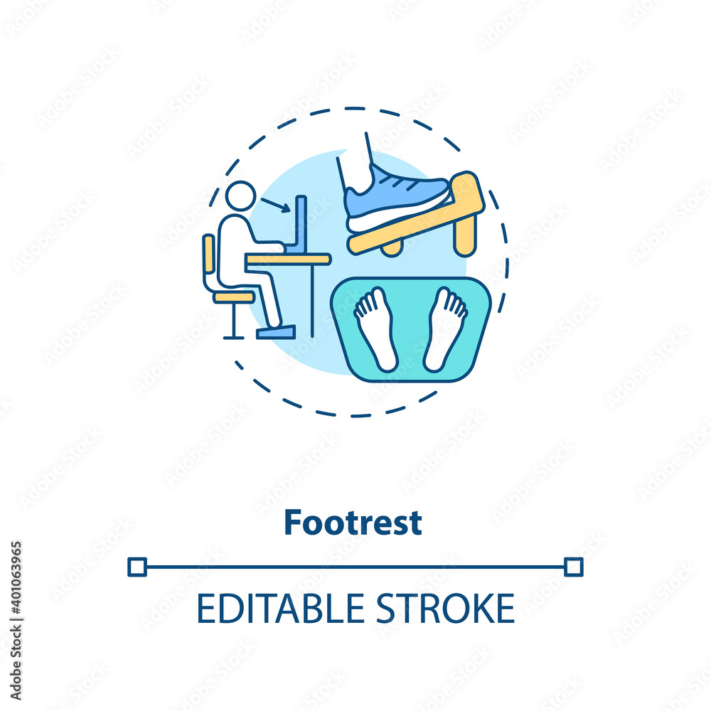 Footrest concept icon. Office ergonomics tip idea thin line ...