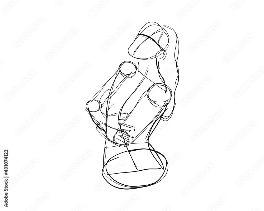 Vector illustration of Female Character Pose. Rough sketch of abstract ...