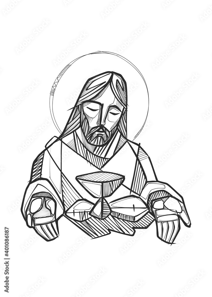 Jesus Christ at the Last Supper Stock Vector | Adobe Stock