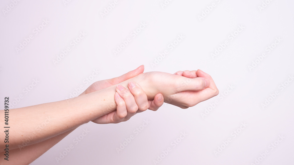 Parkinson's disease symptoms. Close up of tremor (shaking) hands of ...