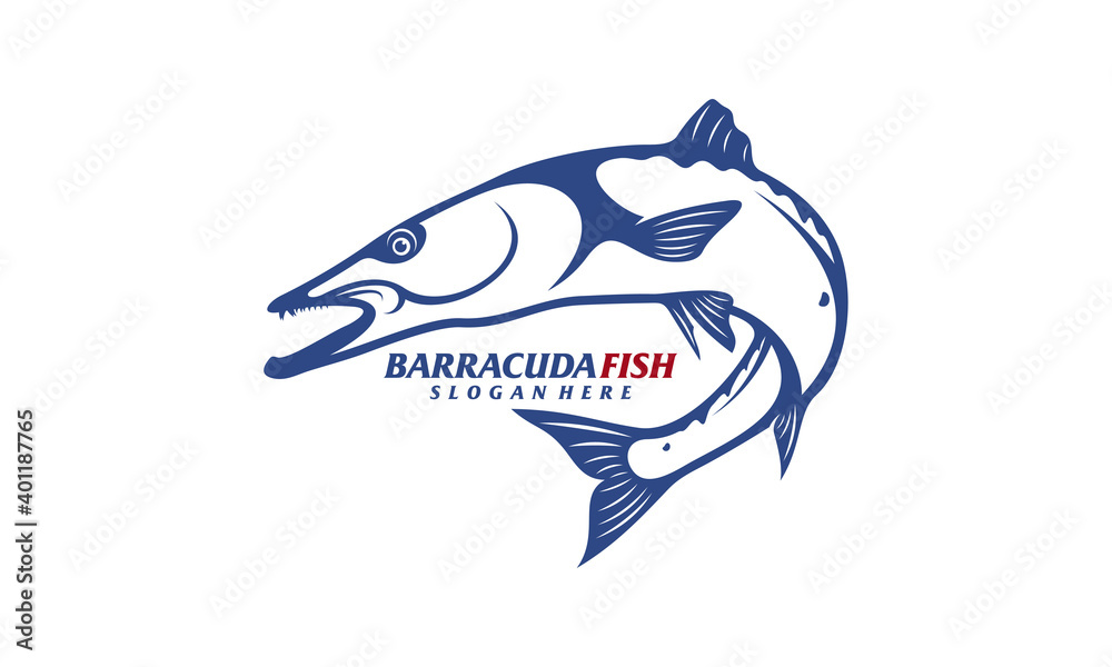 Barracuda fish design vector illustration, Creative Barracuda fish logo design concepts template ...
