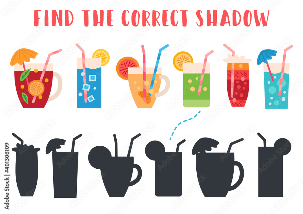 Find the correct shadow. Educational matching game for children. Kids ...