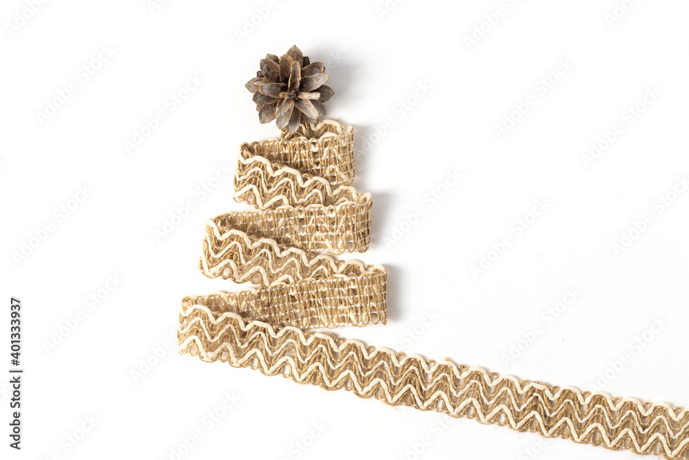 Stock-Foto „Hemp and flax textile ribbon in the shape of a Christmas ...