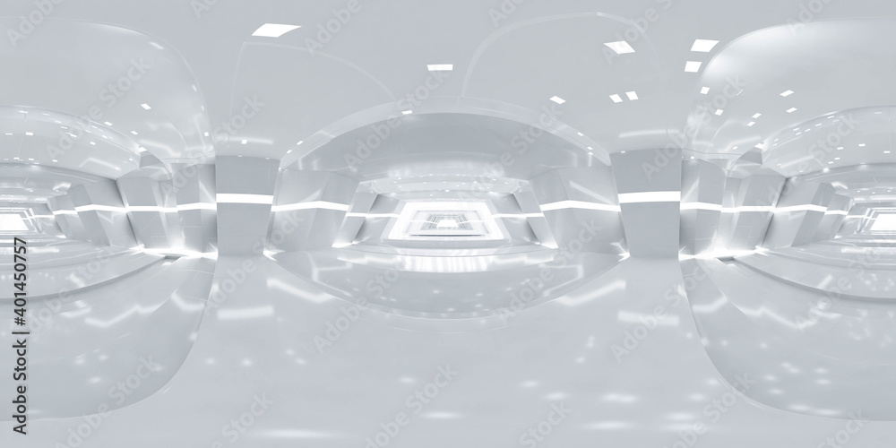 360 degree panorama of abstract white technology design modern ...