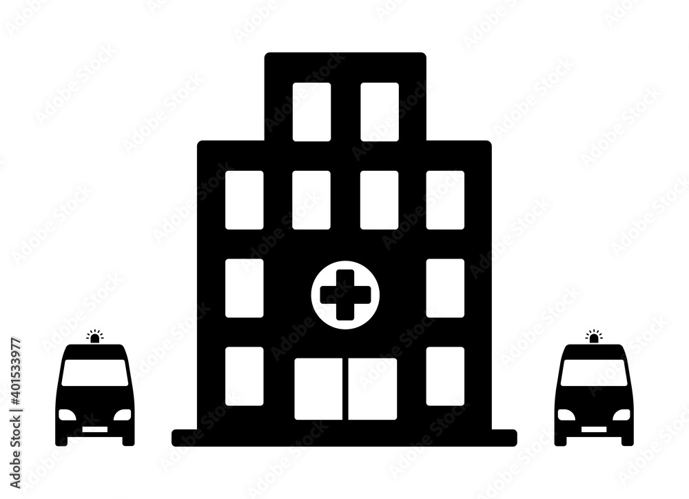 Hospital icon. Medical clinic, polyclinic. Health care building ...