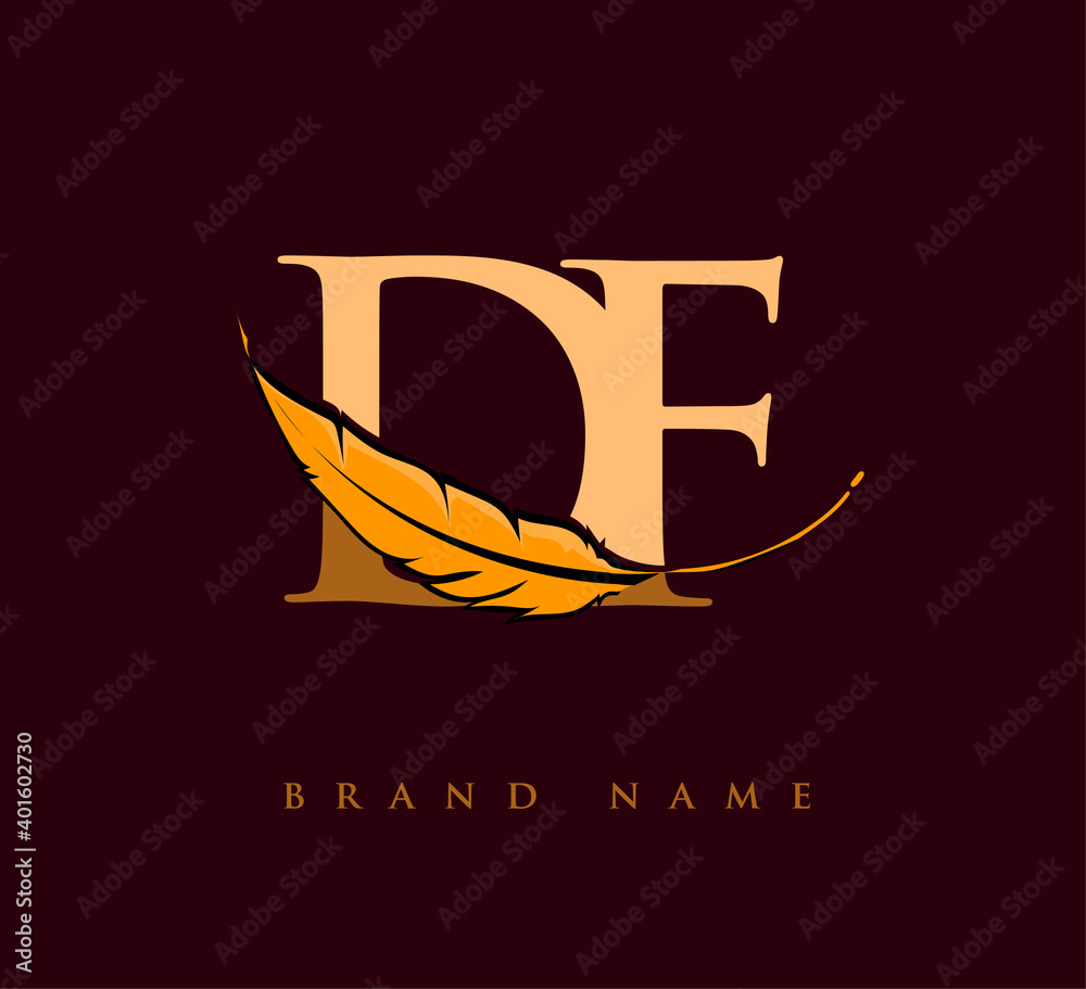 Initial letter DF logo with Feather Company Name, Simple and Clean ...