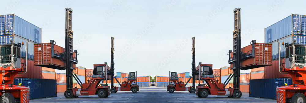 Container loading in container yard with container handlers. Container ...