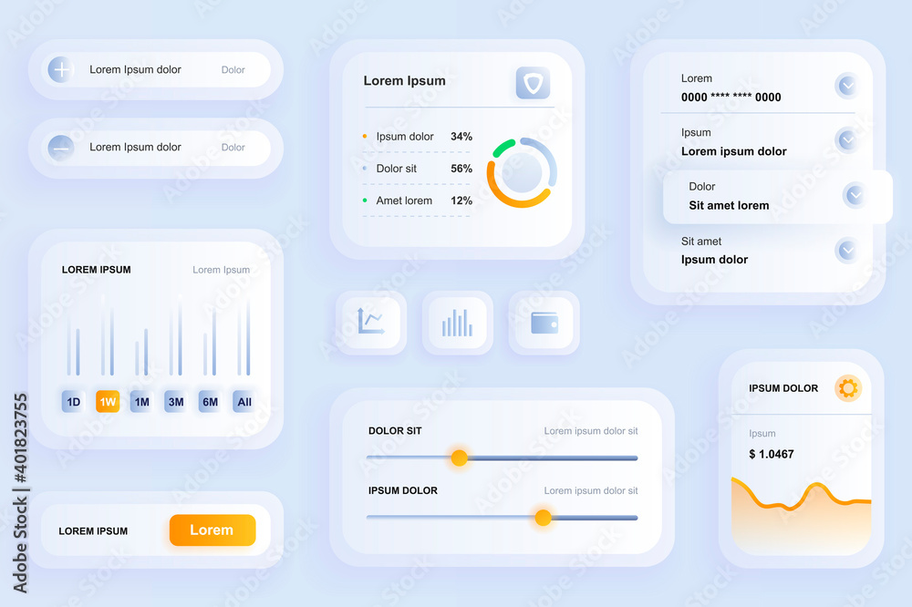 GUI elements for finance mobile app. Financial management and business ...