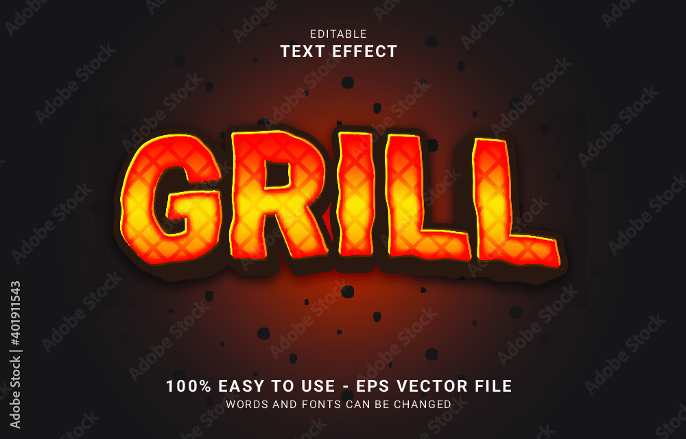editable grill text effect Stock Vector | Adobe Stock