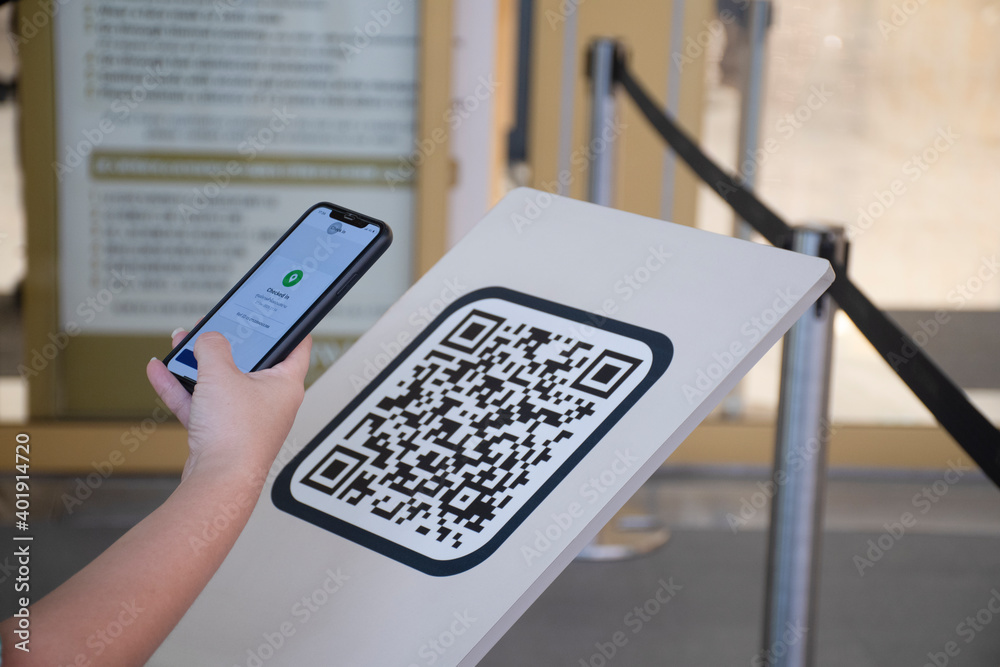 Bangkok, Thailand - December 28, 2020 : Shoppers scan QR code of ...