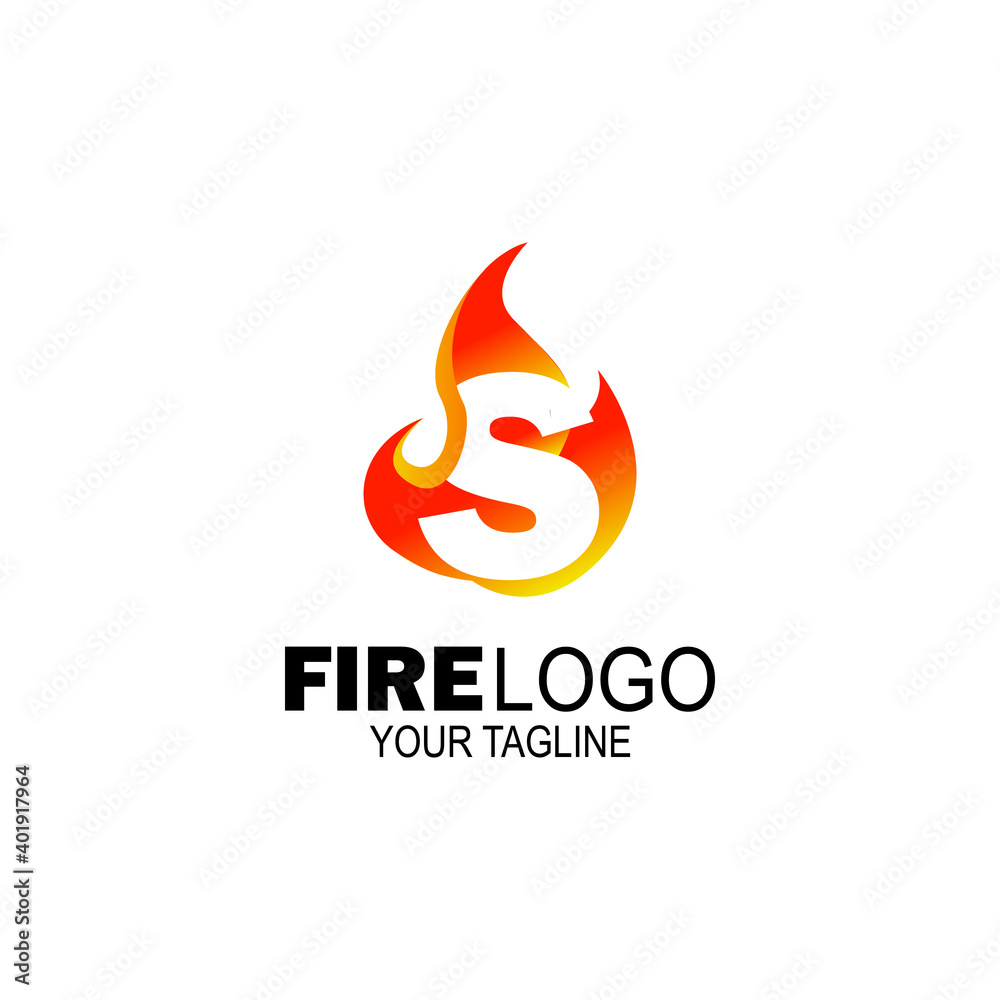 initial Letter S fire logo design. fire company logos, oil companies ...
