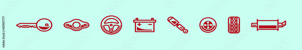 set of muffler cartoon icon design template with various models. vector ...