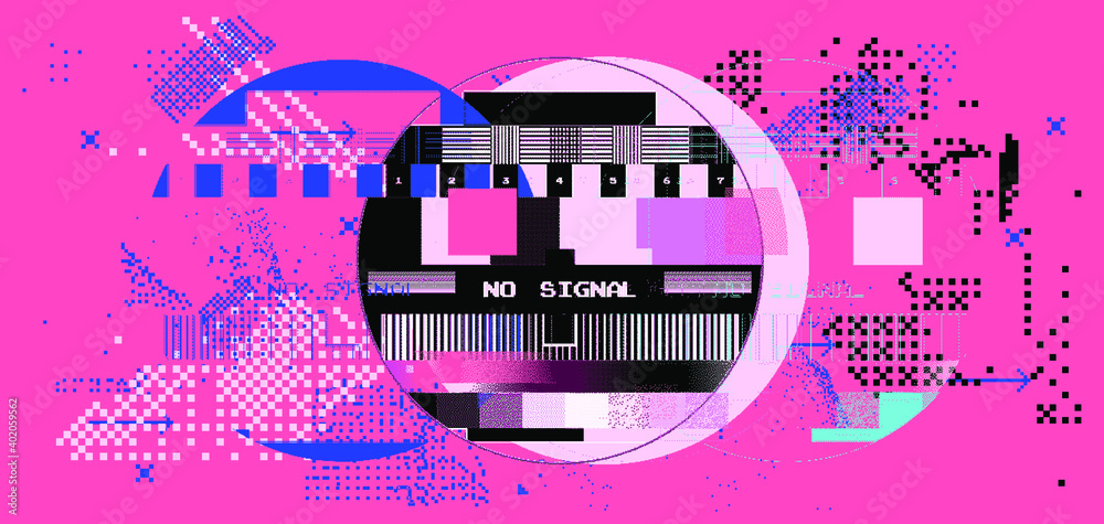 Retro VHS background like in old video tape rewind or no signal TV ...