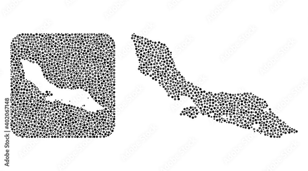 Map of Curacao Island collage designed with spheric dots and cut out ...