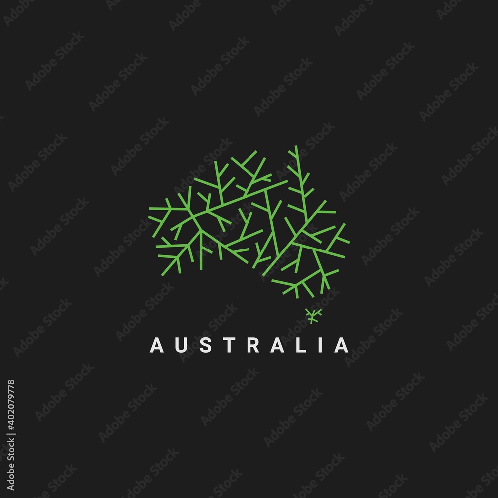 Australia map logo design vector template Stock Vector | Adobe Stock