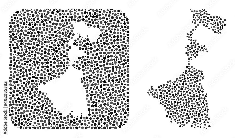 Стоковий вектор Map of West Bengal State collage created with circle ...