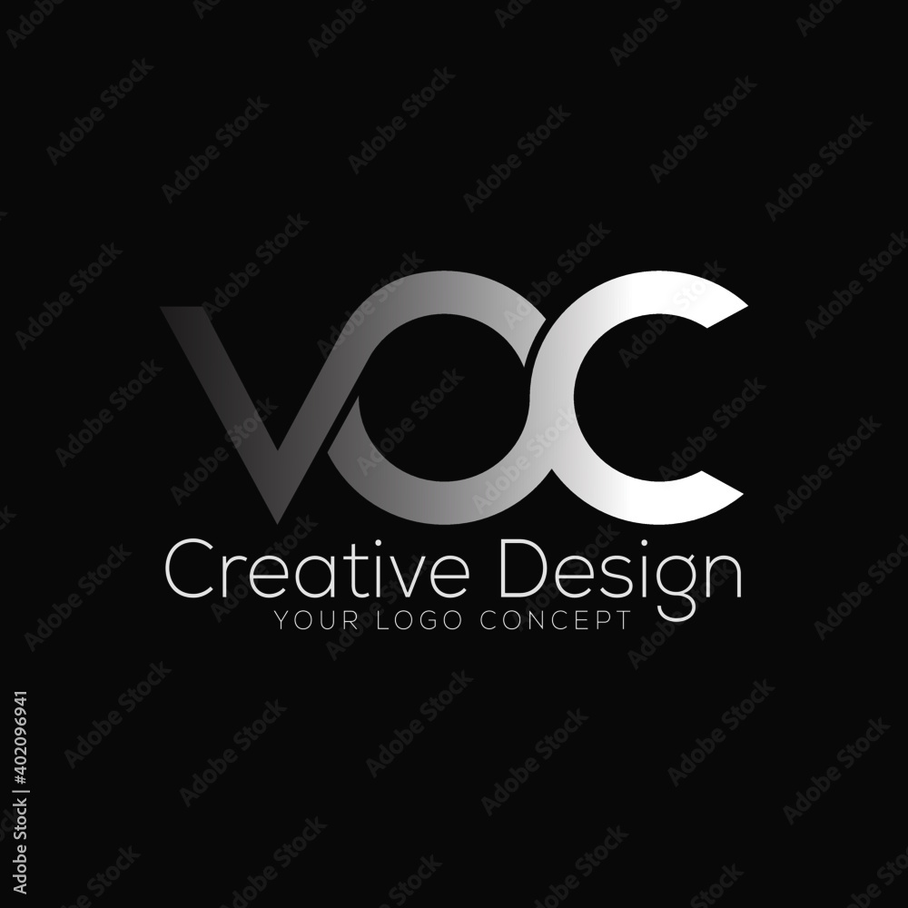 initial letter VOC linked round lowercase monogram logo black Stock ...